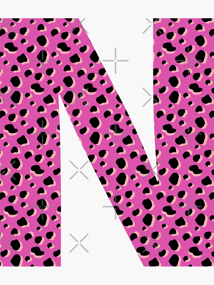"Pink and Black Leopard Cheetah Alphabet Letter N" Sticker for Sale by ...