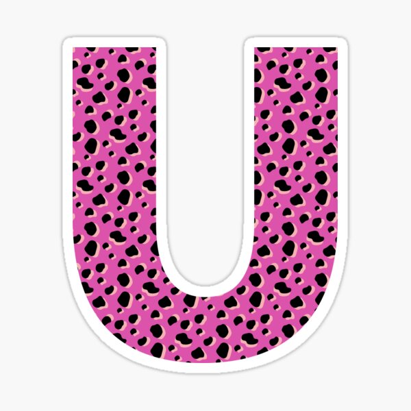 "Pink and Black Leopard Cheetah Alphabet Letter U" Sticker for Sale by ...