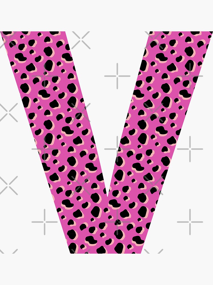 "Pink and Black Leopard Cheetah Alphabet Letter V" Sticker for Sale by ...