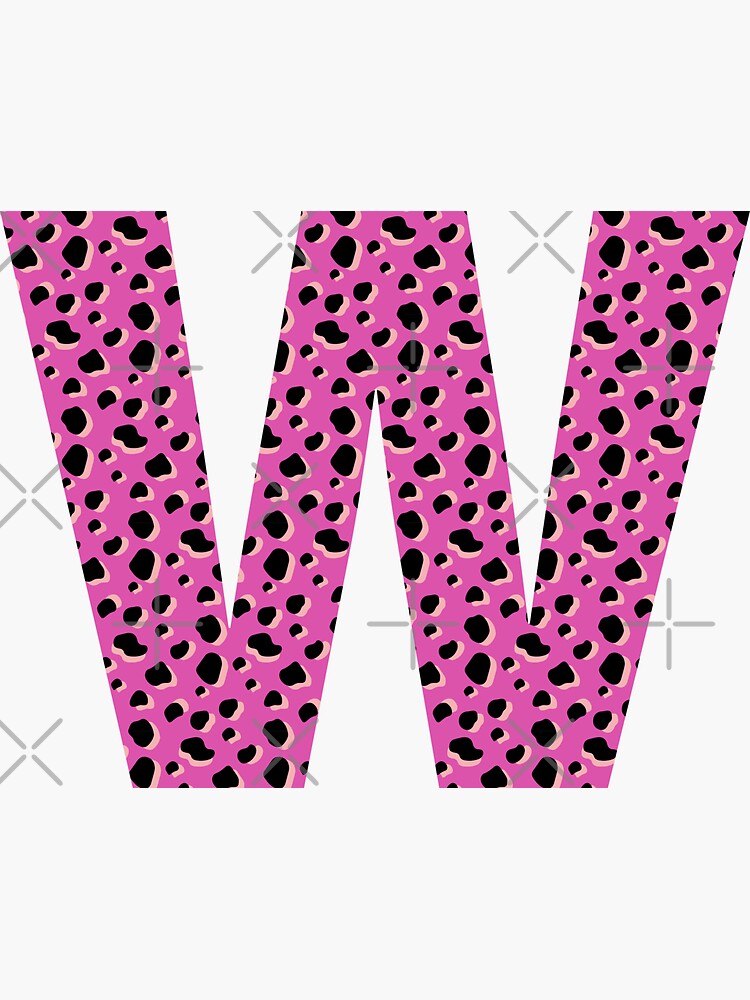 "Pink and Black Leopard Cheetah Alphabet Letter W" Sticker for Sale by ...