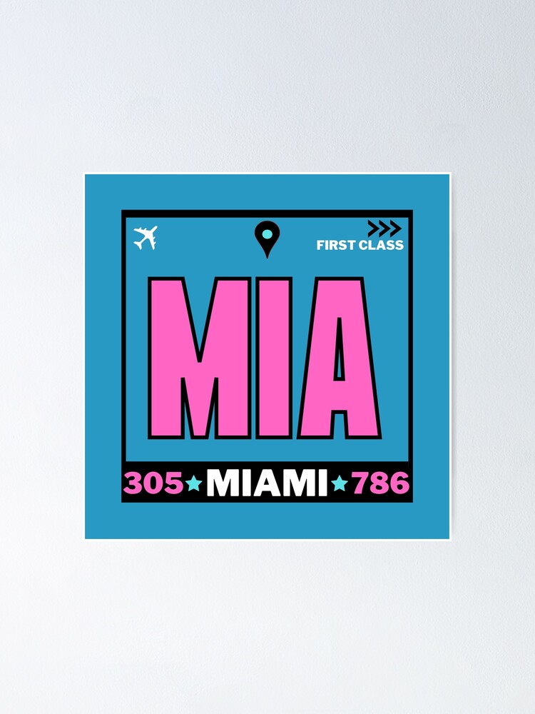 "Miami International Airport MIA Airport (Blue x Pink x Black)" Poster ...