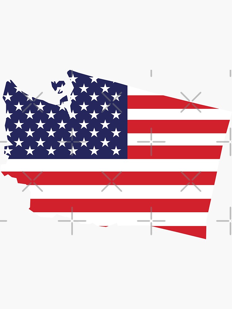 "Washington State Shape USA Flag Background" Sticker for Sale by ...