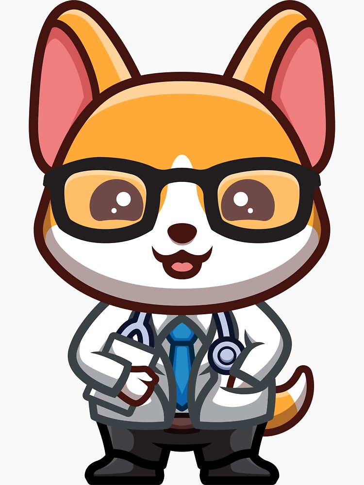 "Corgi Doctor Cute Cartoon" Sticker for Sale by GumregaStudio | Redbubble