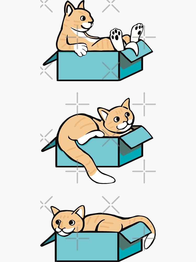 "Cat in a box" Sticker for Sale by eolotti | Redbubble