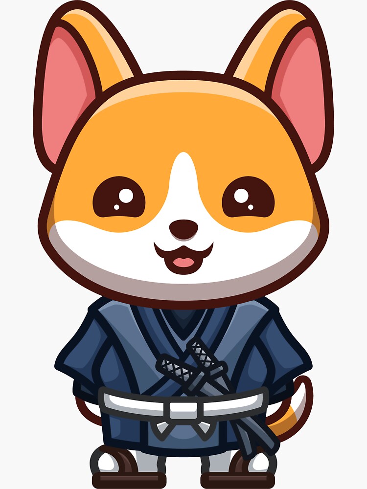 "Corgi Samurai Cute Cartoon" Sticker for Sale by GumregaStudio | Redbubble