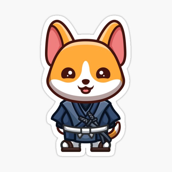 "Corgi Samurai Cute Cartoon" Sticker for Sale by GumregaStudio | Redbubble