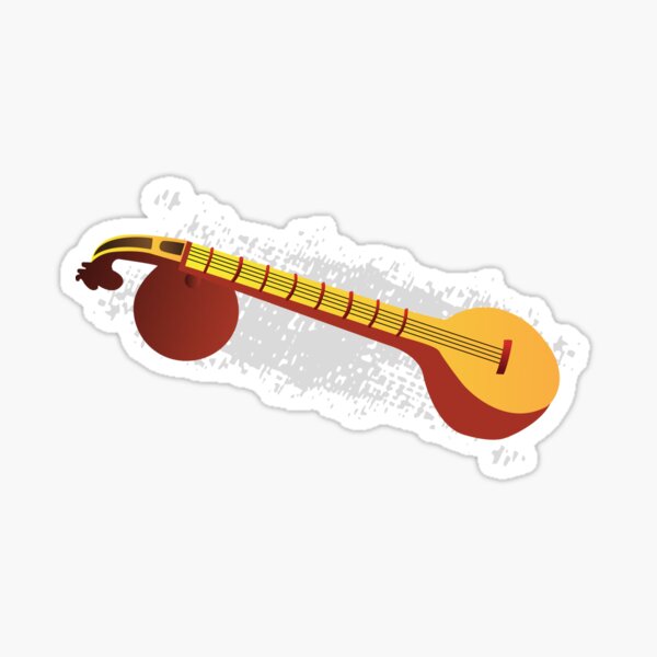 "Musical instrument, Veena, Sitar, Indian musical instrument." Sticker ...
