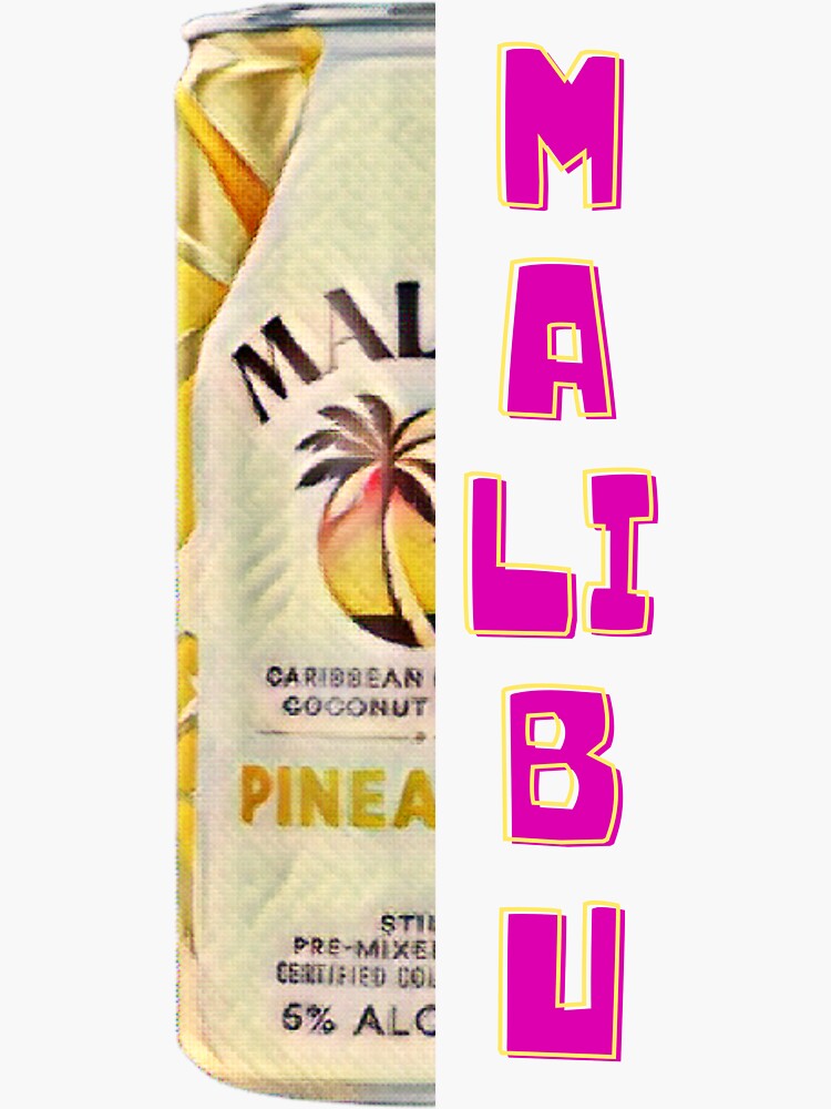 "malibu cocktail cans pinapple" Sticker for Sale by lollopaz | Redbubble