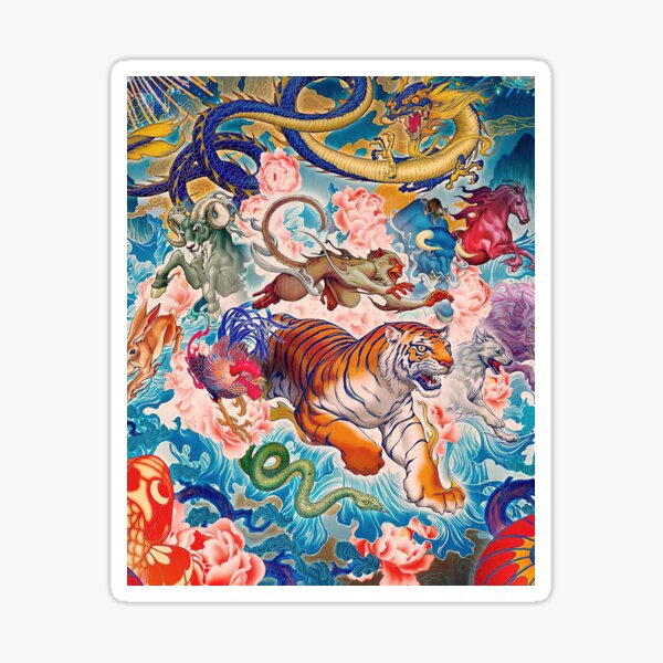 "James Jean Tiger Jump" Sticker for Sale by tylerscottstore | Redbubble