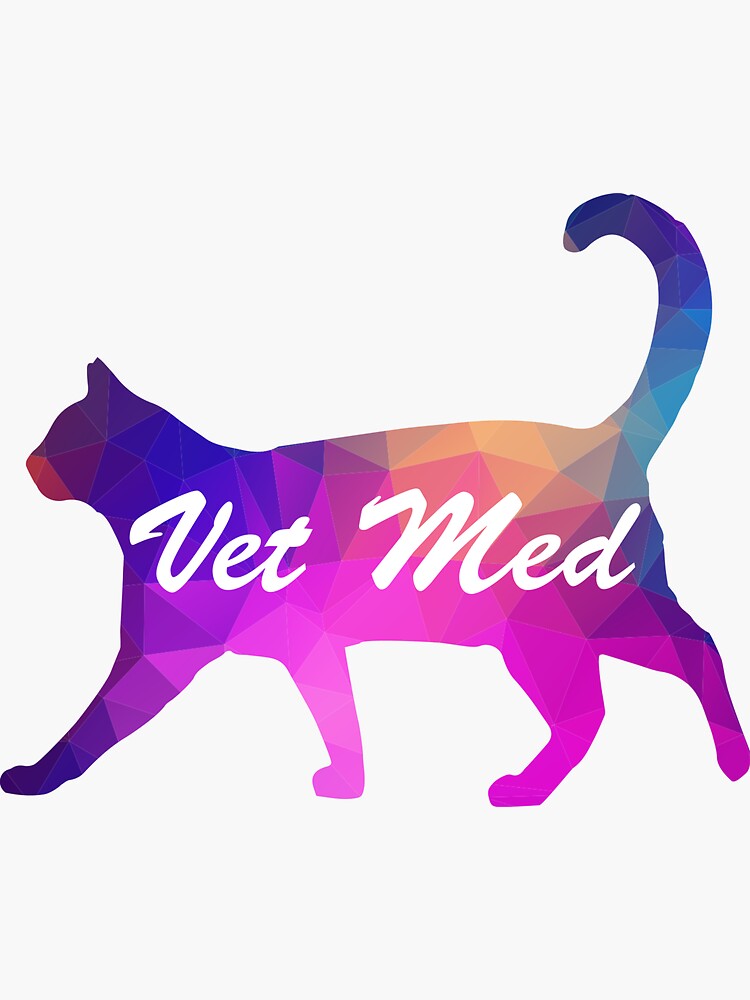 "Vet Med (Cat in mosaic and blue background)" Sticker for Sale by ...