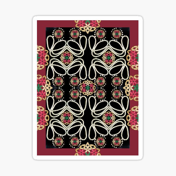 "Pearl & colored wood decorative oriental masterpiece ( dark red frame ...