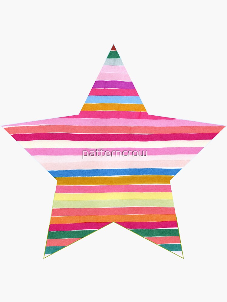 Pegatina «Estrella de rayas coloridas, patrón pintado a mano, estilo ...