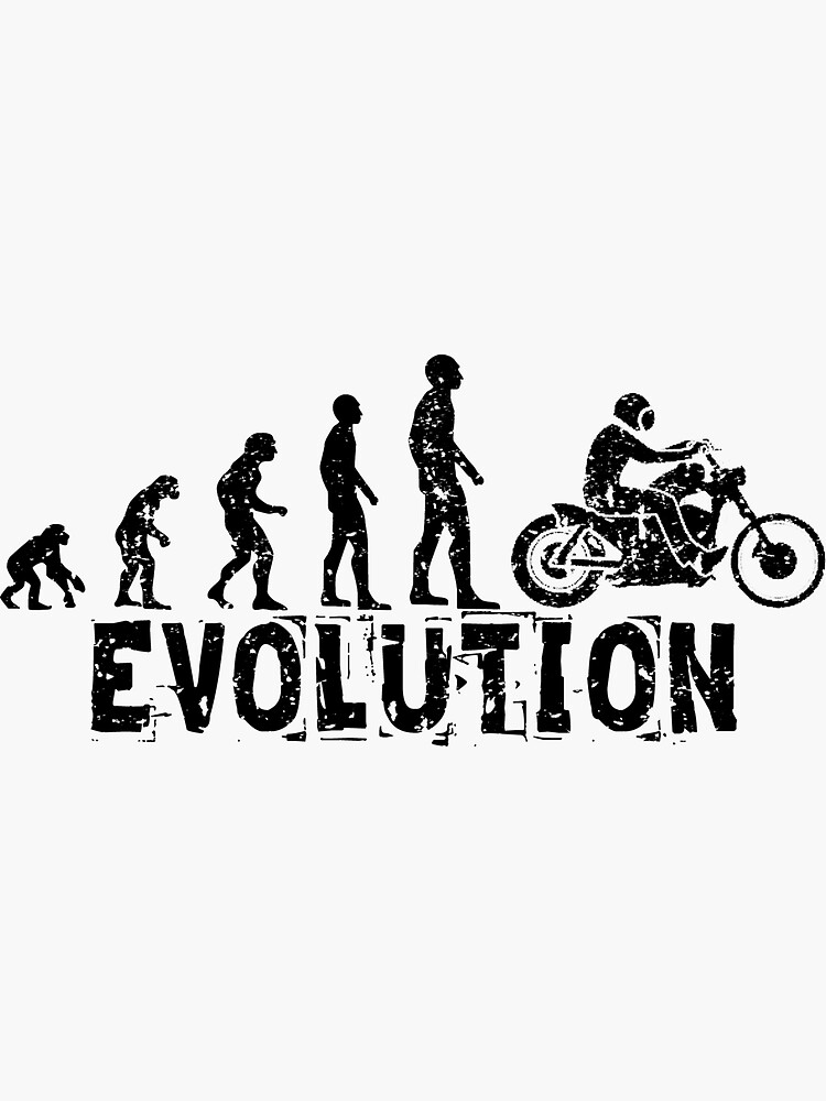 "Evolution motorbike (black)" Sticker for Sale by SolidEarthArt | Redbubble