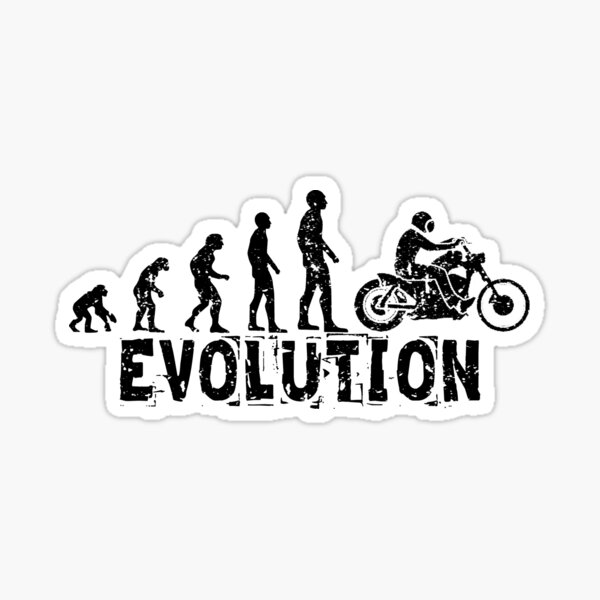 "Evolution motorbike (black)" Sticker for Sale by SolidEarthArt | Redbubble