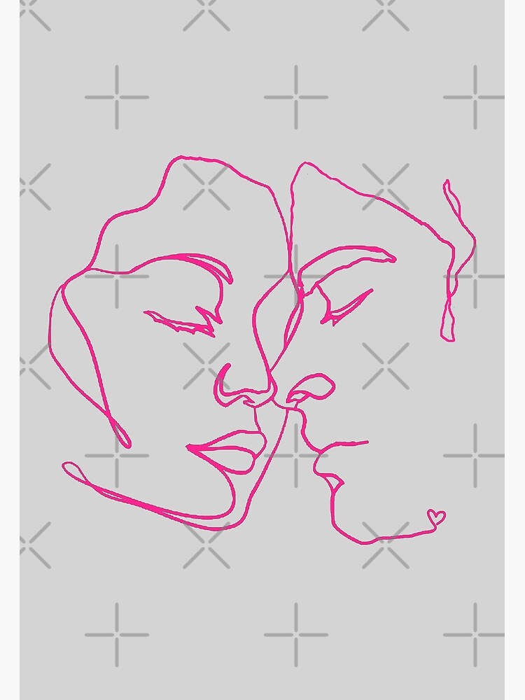"Hot Pink Line Art Couple In Love" Poster for Sale by TrulyEpoque ...