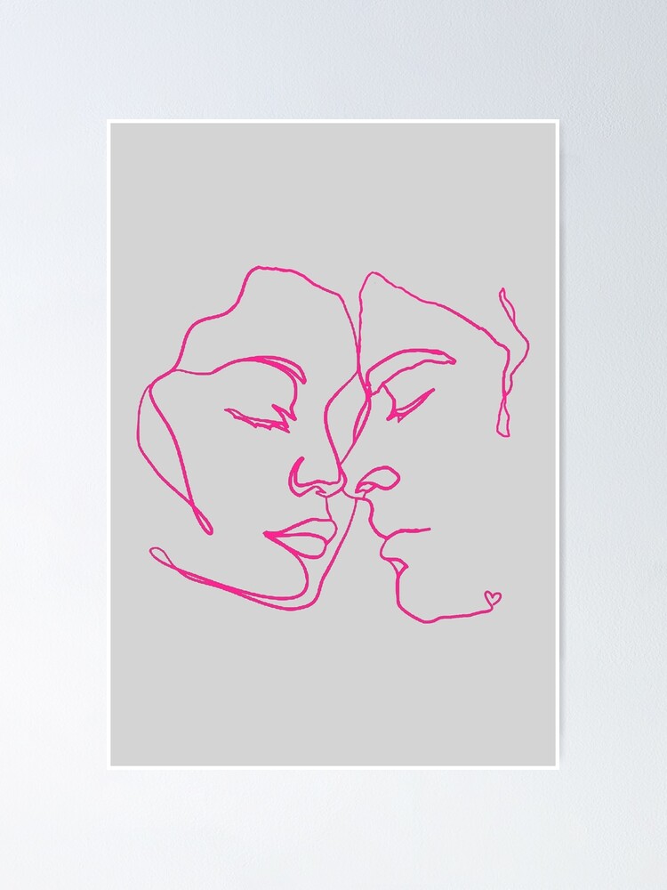 "Hot Pink Line Art Couple In Love" Poster for Sale by TrulyEpoque ...