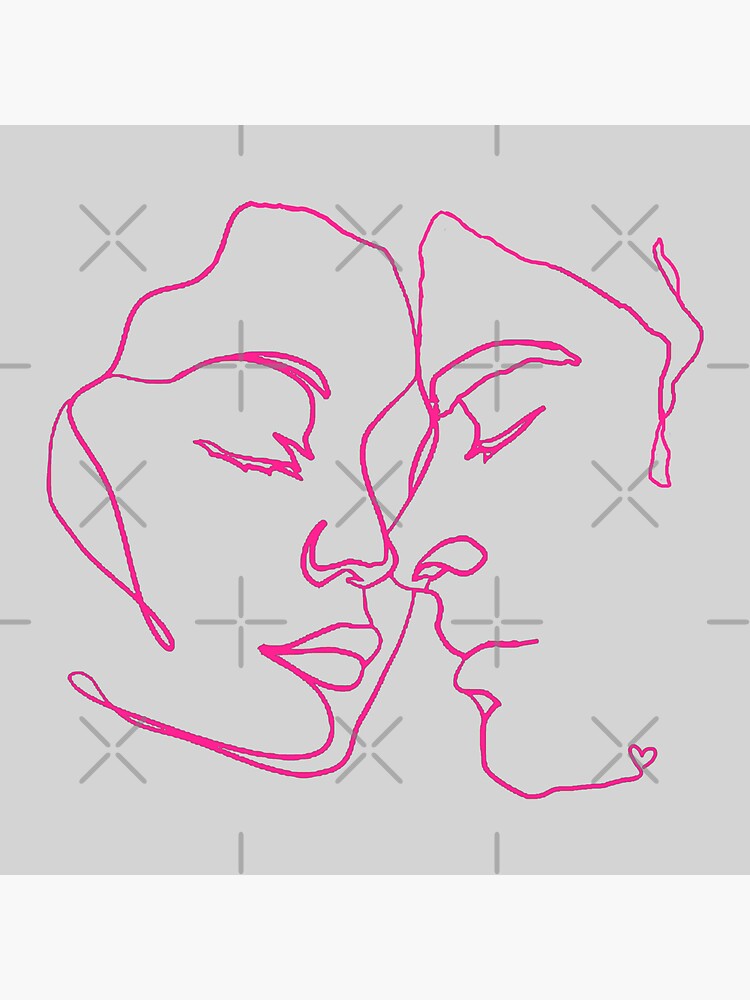 "Hot Pink Line Art Couple In Love" Sticker for Sale by TrulyEpoque ...