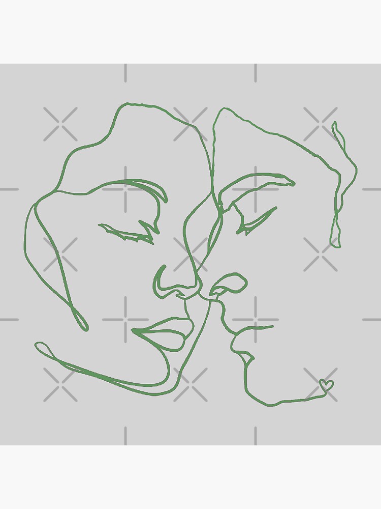 "Green Line Art Couple In Love" Sticker for Sale by TrulyEpoque | Redbubble