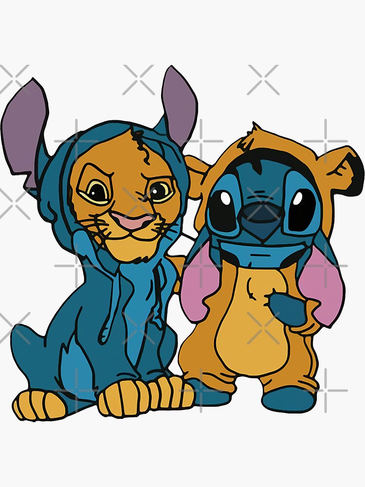 "Mens Womens Simba And Stitch Unisex Cotton Design Soft Hot Idea Cute ...