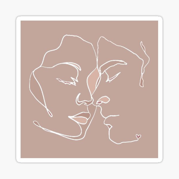"Shades Of Beige White Line Art Couple In Love" Sticker for Sale by ...