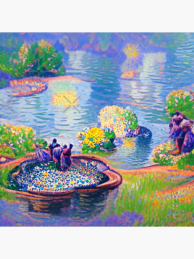 "Lake Fusion: Pointillism Art Collections" Sticker for Sale by ...