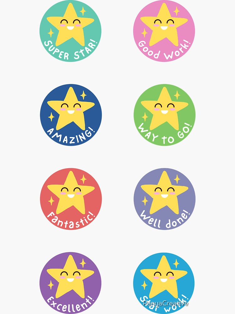 "Star Reward for students Pack of 8" Sticker for Sale by PanyaCreative ...