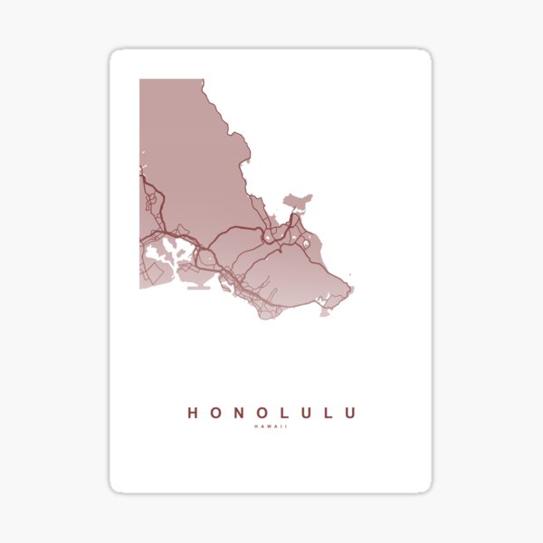 "Honolulu Map Art" Sticker for Sale by artymaps | Redbubble