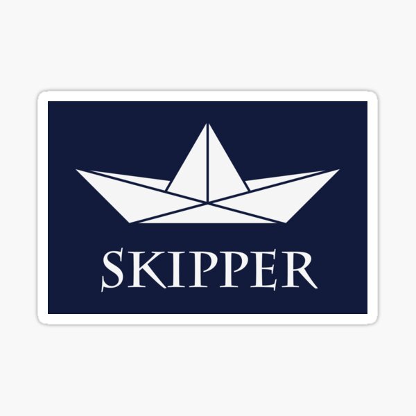 "Skipper (Sea Captain / Paper Boat / Paper Ship / White)" Sticker for ...