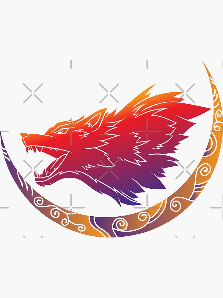 "angry wolf and crescent moon" Sticker for Sale by leen12 | Redbubble