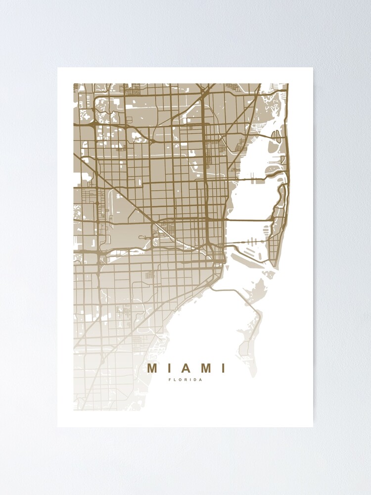 "Miami Map Art" Poster for Sale by artymaps | Redbubble