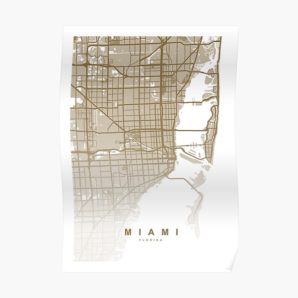 "Miami Map Art" Poster for Sale by artymaps | Redbubble