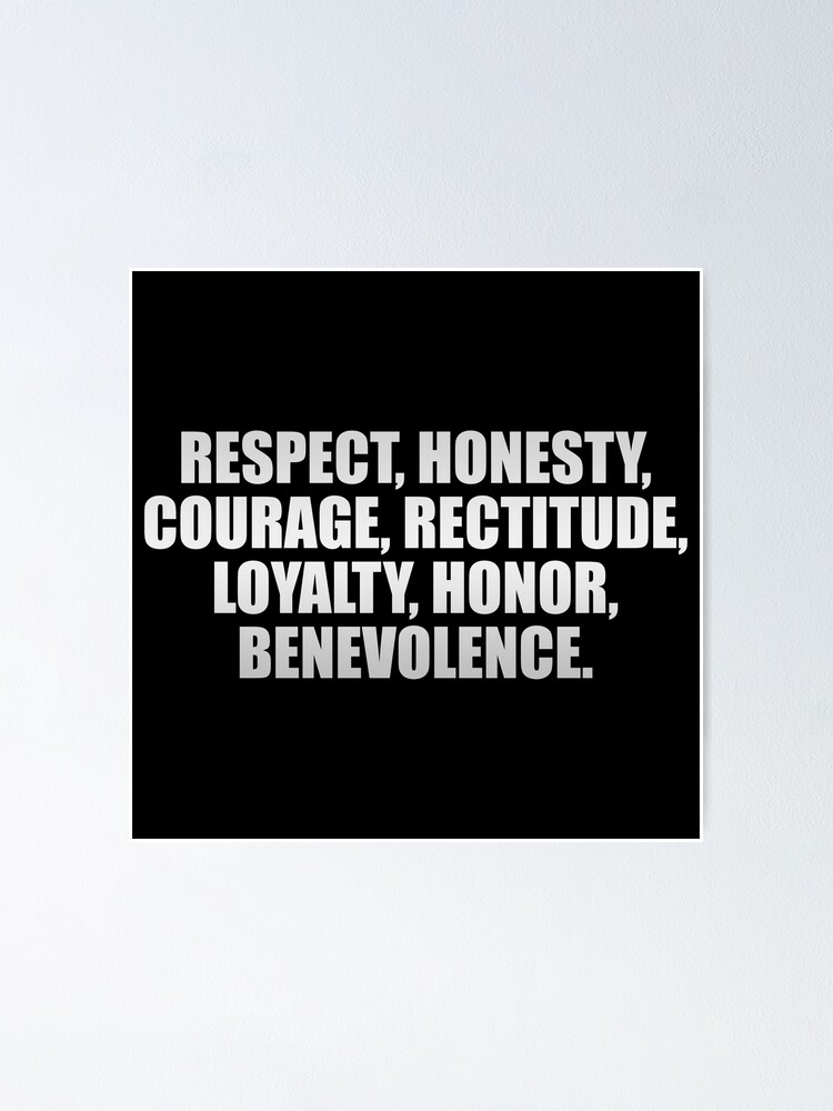 Póster «Respeto, Honestidad, Coraje, Rectitud, Lealtad, Honor ...