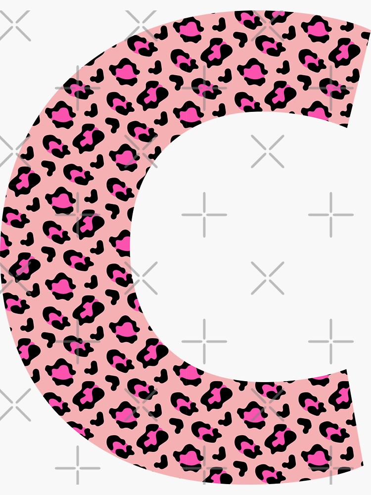 "Pink and Black Leopard Floral Alphabet Letter C" Sticker for Sale by ...