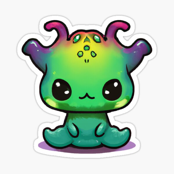 "Cute Alien" Sticker for Sale by EvilChibiAI | Redbubble