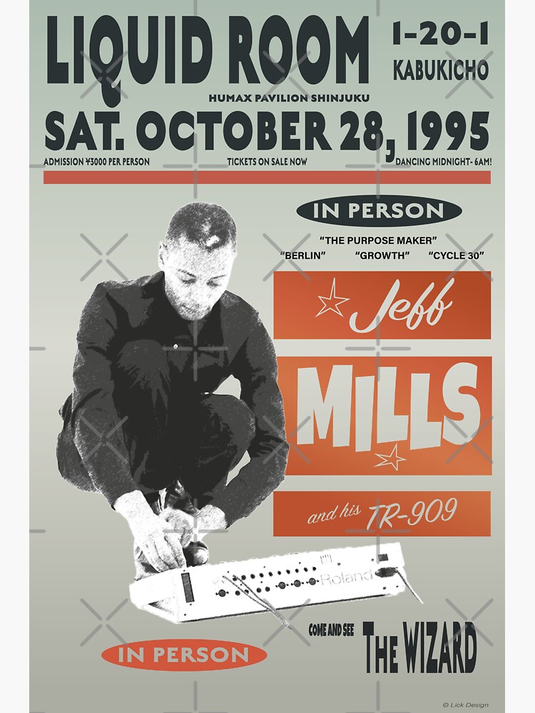Pegatina «Afiche de Jeff Mills Live at the Liquid Rooms sin arrugas» de ...