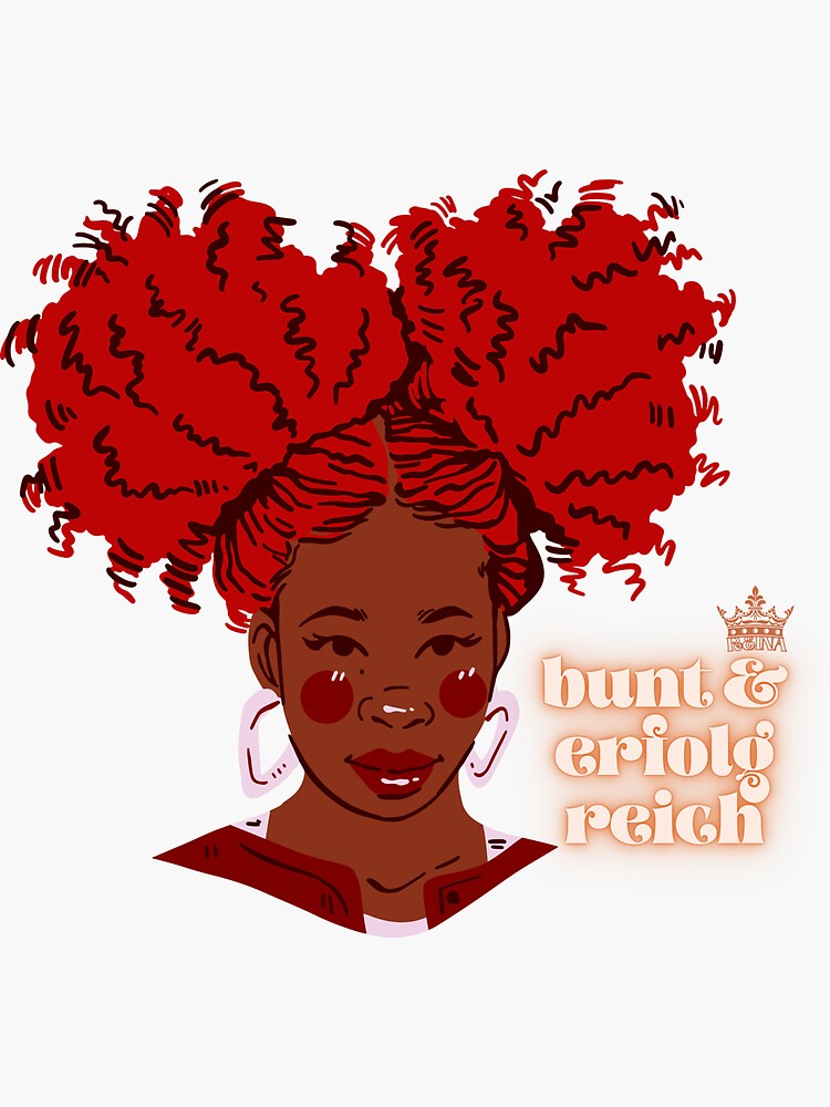 "black girl with red afro puffs colorful & successful" Sticker for Sale ...