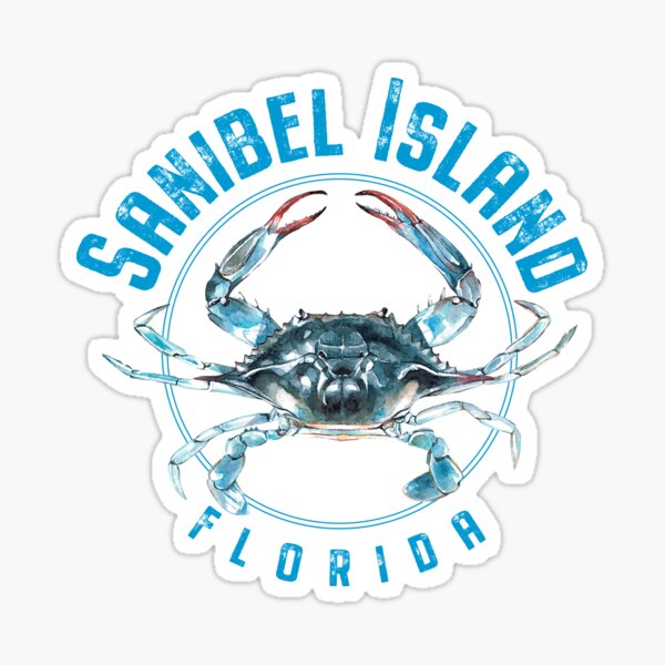 "Sanibel Island Florida Blue Crab Design" Sticker for Sale by ...