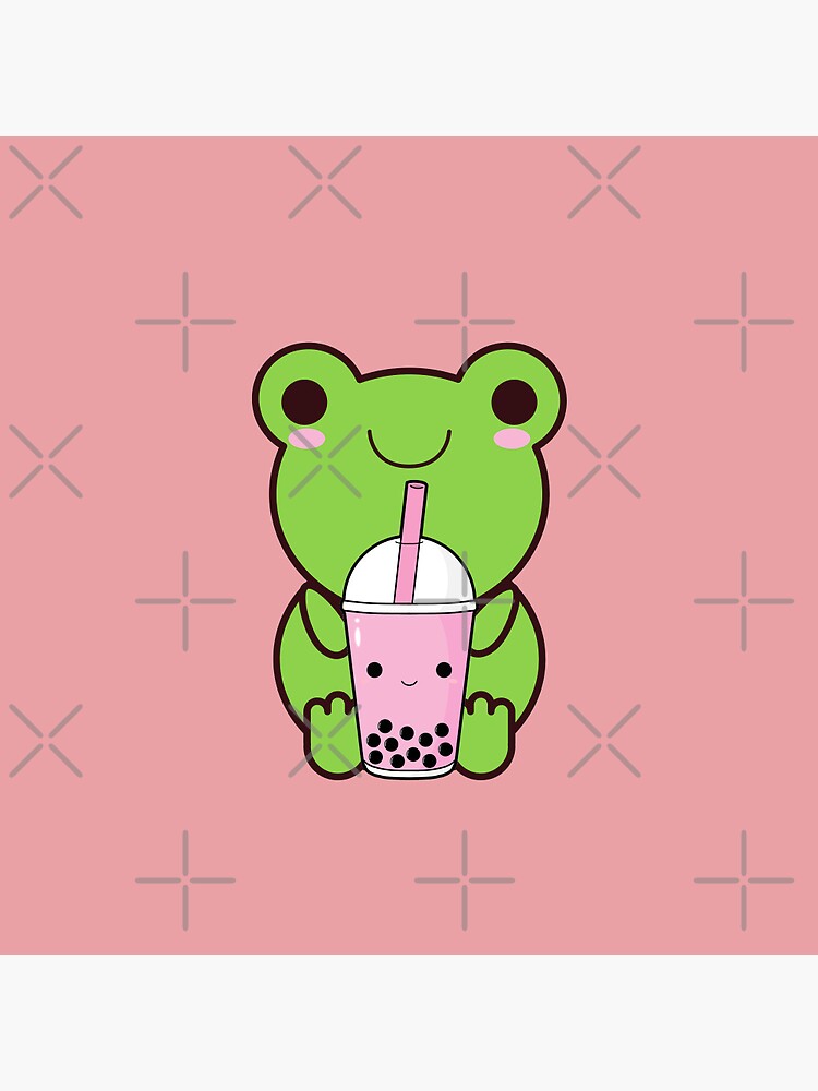 "Cute Cartoon Kawaii Frog drinking Boba Tea | adorable Boba animals ...