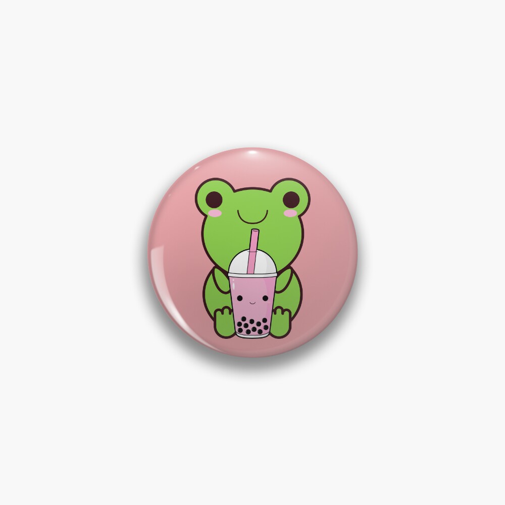 "Cute Cartoon Kawaii Frog drinking Boba Tea | adorable Boba animals ...