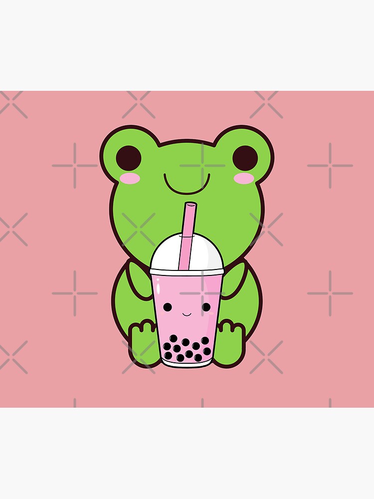 "Cute Cartoon Kawaii Frog drinking Boba Tea | adorable Boba animals ...
