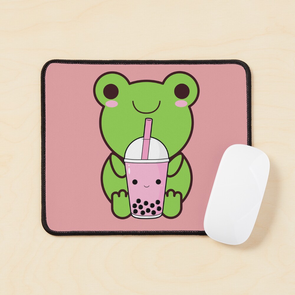 "Cute Cartoon Kawaii Frog drinking Boba Tea | adorable Boba animals ...