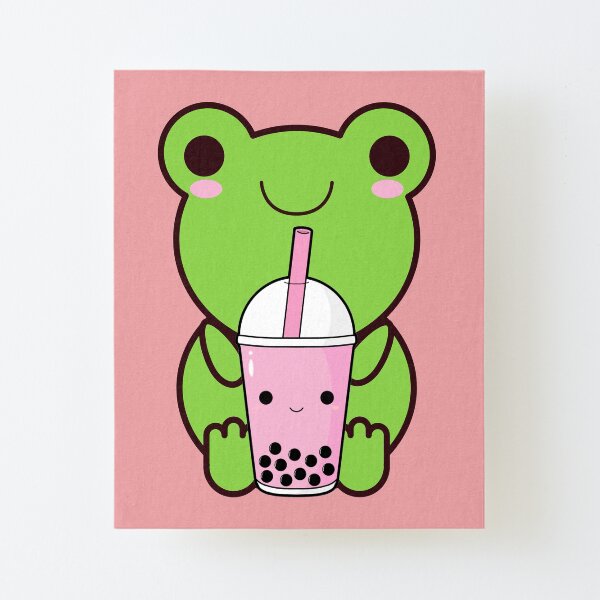 "Cute Cartoon Kawaii Frog drinking Boba Tea | adorable Boba animals ...