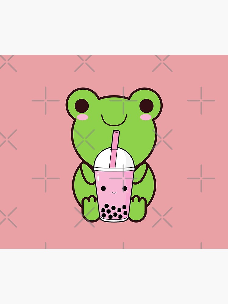 "Cute Cartoon Kawaii Frog drinking Boba Tea | adorable Boba animals ...