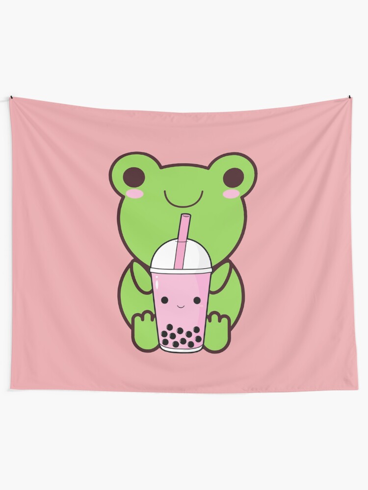 "Cute Cartoon Kawaii Frog drinking Boba Tea | adorable Boba animals ...