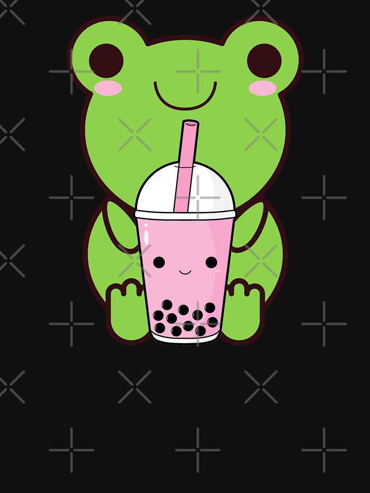 "Cute Cartoon Kawaii Frog drinking Boba Tea | adorable Boba animals ...