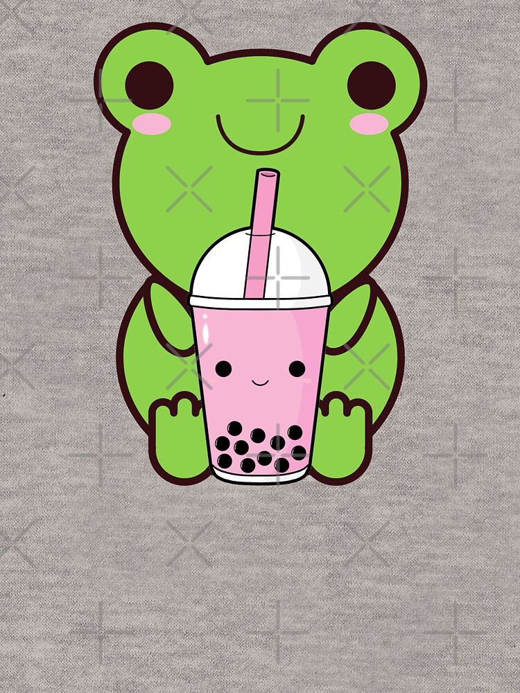 "Cute Cartoon Kawaii Frog drinking Boba Tea | adorable Boba animals ...