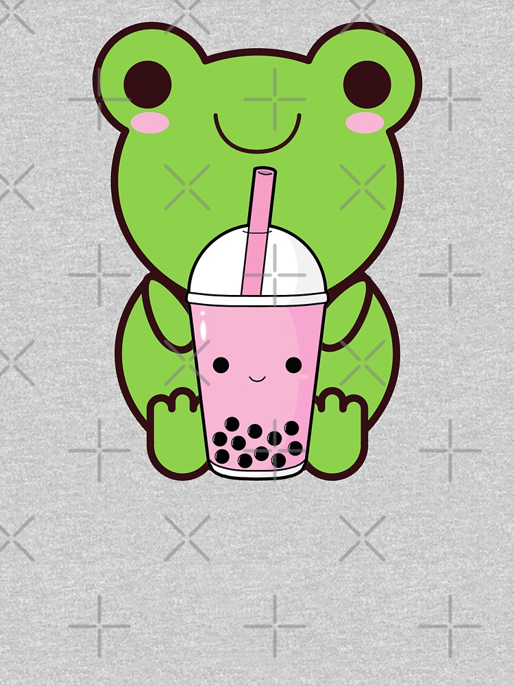 "Cute Cartoon Kawaii Frog drinking Boba Tea | adorable Boba animals ...