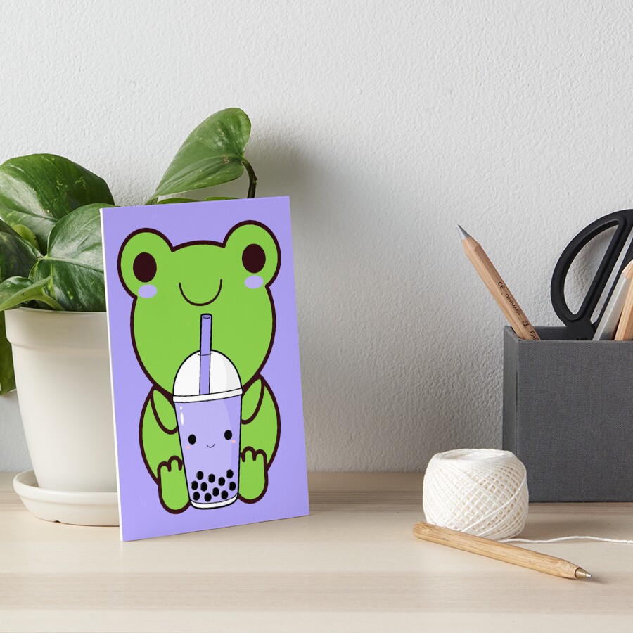"Cute Cartoon Kawaii Frog drinking Boba Tea | adorable Boba animals ...