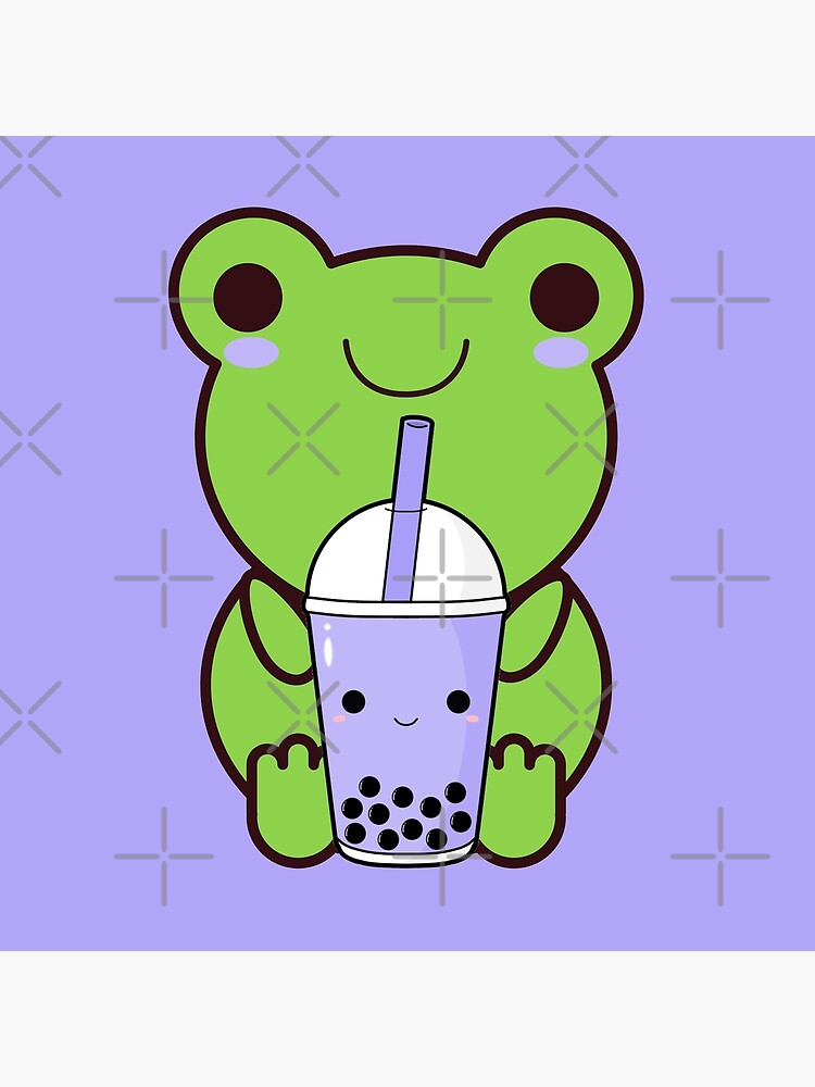 "Cute Cartoon Kawaii Frog drinking Boba Tea | adorable Boba animals ...