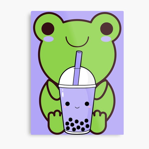 "Cute Cartoon Kawaii Frog drinking Boba Tea | adorable Boba animals ...